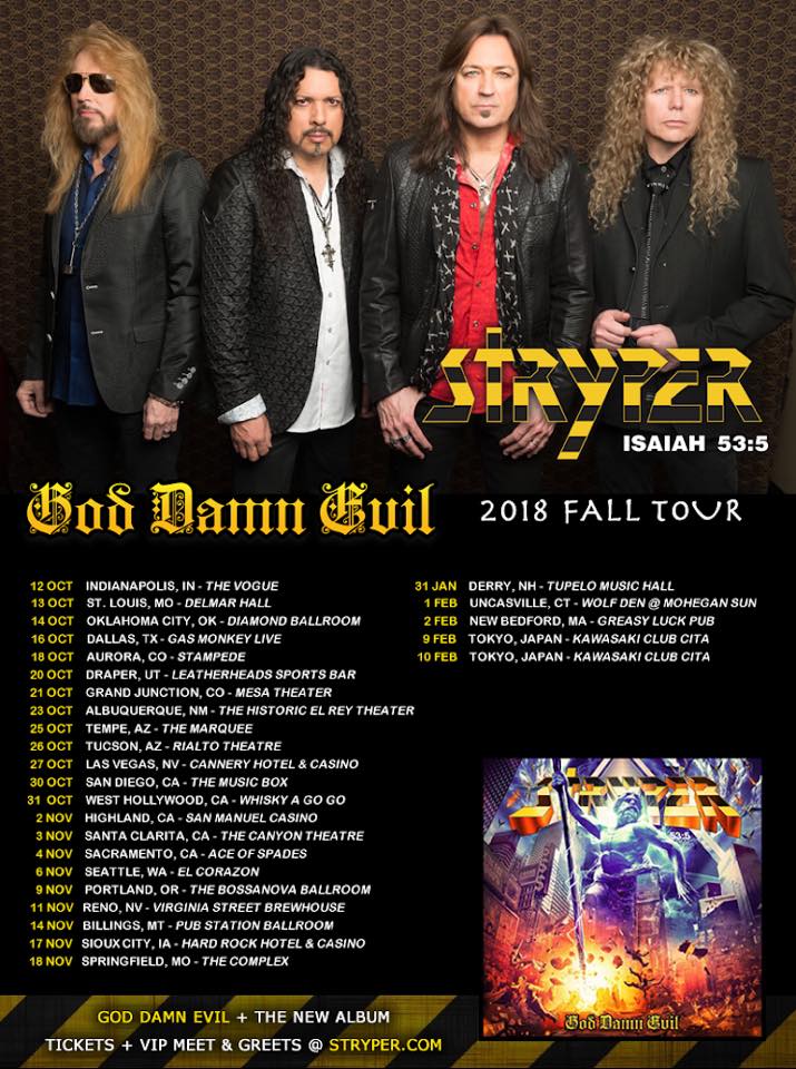 STRYPER: 2nd Leg of ‘God Damn Evil’ World Tour Kicks Off | Metal Shock ...