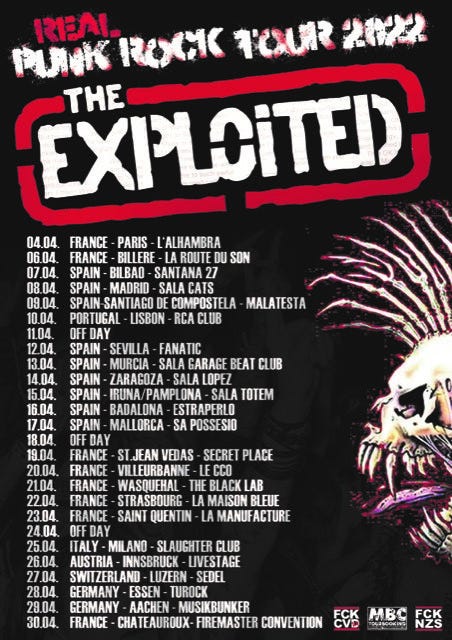 THE EXPLOITED to Tour Europe in April 2022 | Metal Shock Finland (World ...